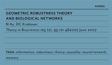 Geometric Robustness Theory And Biological Networks DAVID C KRAKAUER