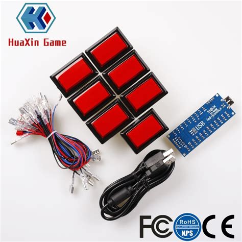 Arcade Game Kit Diy Rectangular Led Illuminated Push Button Zero