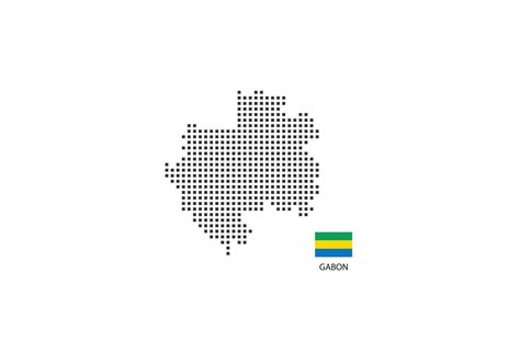 Vector Square Pixel Dotted Map Of Gabon Isolated On White Background With Gabon Flag 14991334