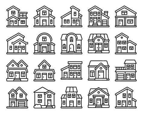 Conjunto De Vectores De íconos De Casas Vector Premium