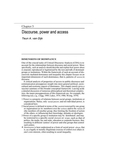 Discourse Power And Access Pdf Genres
