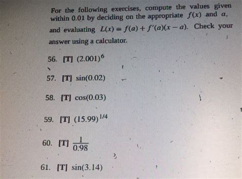 Solved For The Following Exercises Compute The Values Given