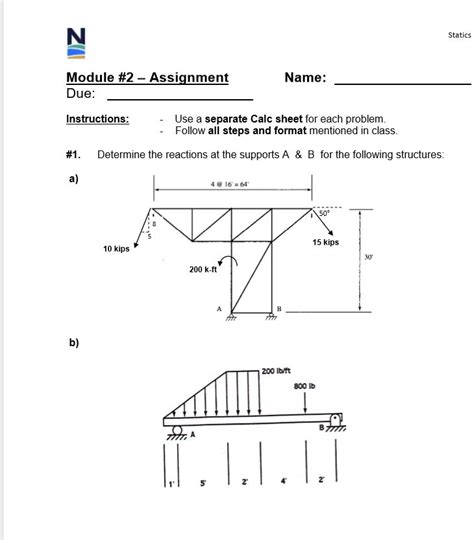 Solved Statics Module 2 Assignment Due Name Instructions Use A Separate Calc Sheet For Each
