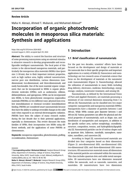 Pdf Incorporation Of Organic Photochromic Molecules In Mesoporous Silica Materials Synthesis