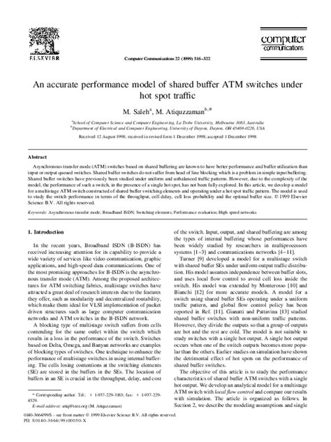 Pdf Performance Modeling Of Atm Switches Under Hot Spot
