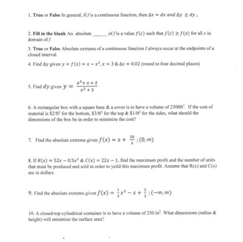 solved 1 true or false in general if f is a continuous