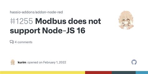 Modbus Does Not Support Node Js 16 · Issue 1255 · Hassio Addonsaddon Node Red · Github
