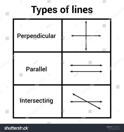 Types Lines Parallel Perpendicular Intersecting Stock Vector Royalty Free 1917180131