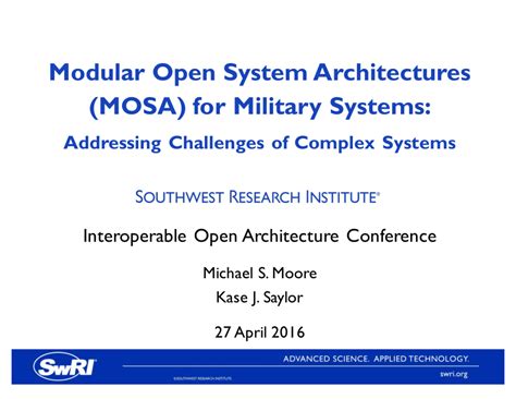 PDF Modular Open System Architectures MOSA For Military Systems Addressing Challenges Of