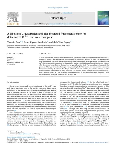 Pdf A Label Free G Quadruplex And Tht Mediated Fluorescent Sensor For