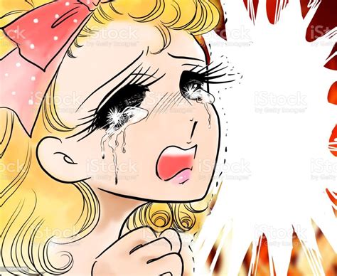 상한 마음을 가지고 충격의 눈물을 많이 흘리는 아름다운 금발 소녀의 70 년대 쇼조 만화 삽화 1950년에 대한 스톡 벡터 아트 및 기타 이미지 Istock