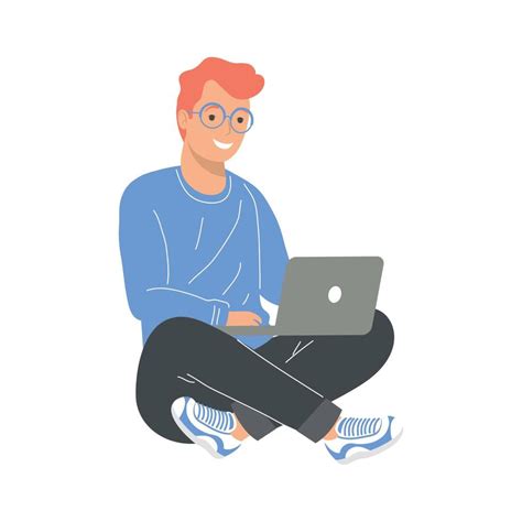 Man Using Laptop Vector Art At Vecteezy