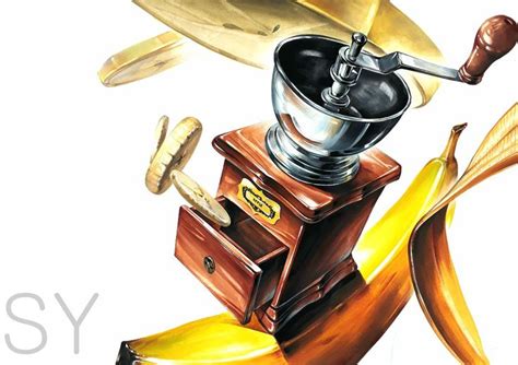 개체묘사에 있는 Jisu Lee님의 핀 그림 디자인 커피 그라인더 디자인