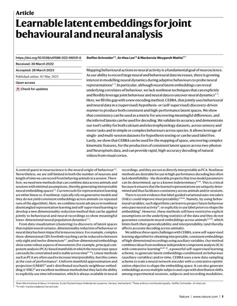 Cebra Joint Behavioral And Neural Analysis With Latent Embeddings