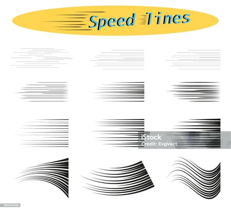 속도 움직임 블랙 색상의 간단한 수평 라인의 벡터 다른 옵션의 집합입니다 격리 된 흰색 바탕에 만화 만화 디자인 요소입니다 0명에 대한 스톡 벡터 아트 및 기타 이미지