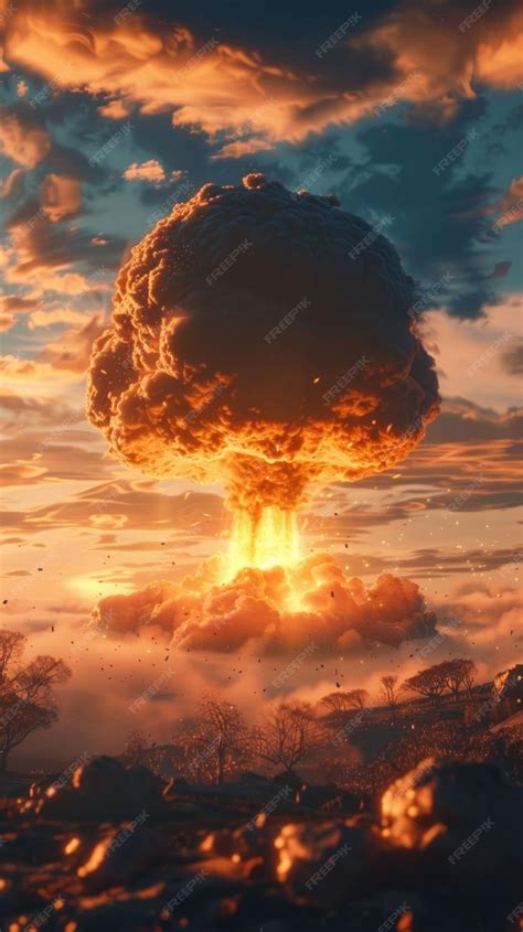 Devastating Nuclear Explosion Illuminating The Sky With A Billowing
