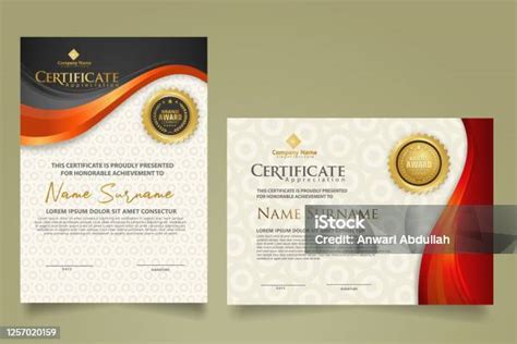 흐름 선 장식 및 최신 텍스처 패턴 배경으로 세로 및 수평 인증서 템플릿을 설정합니다 졸업장 벡터 일러스트레이션 0명에 대한 스톡 벡터 아트 및 기타 이미지 Istock