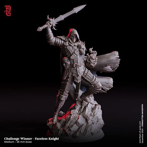 Dnd Faceless Knight Miniature Male Fighter Figurine 32mm Scale 25mm