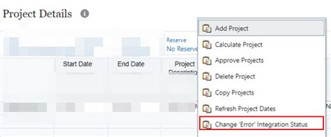 Cannot Find The Old Menu In The Project Details Form After Oracle