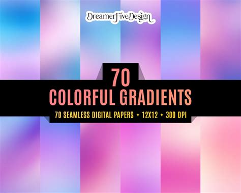Colorful Gradients Digital Paper Bundle Seamless Patterns Background Digital Papers Rainbow