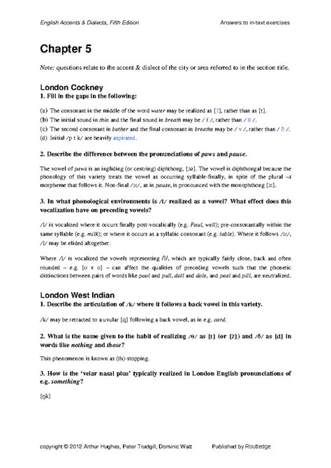 ch05 ans to exercises accents chapter 5 note questions relate to the accent and dialect of
