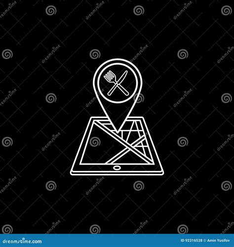 Restaurant Map Pointer Line Icon Mobile Gps Stock Vector Illustration Of Marker Road 92316538