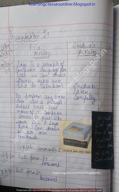 computer science teaching lesson plan practical file b ed topic use