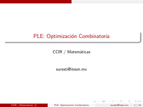 Ple Optimización Combinatoria