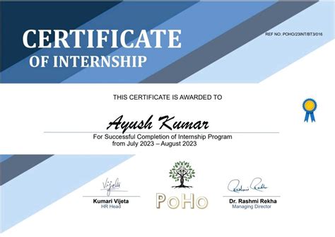 Ayush Kumar On Linkedin Finally Completed Internship From Poho Global