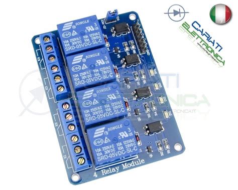 Modulo Scheda Rele 4 Canali Optoisolati 10a 250v Arduino Shield 5v