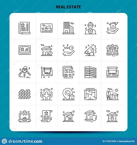 Outline 25 Real Estate Icon Set Vector Line Style Design Black Icons Set Linear Pictogram Pack