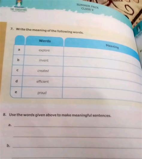SUMNTIR Pacy Cass 7 Write The Meaning Of The StudyX