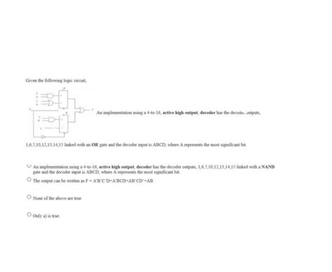 Solved Given The Following Logic Circait An Implementation