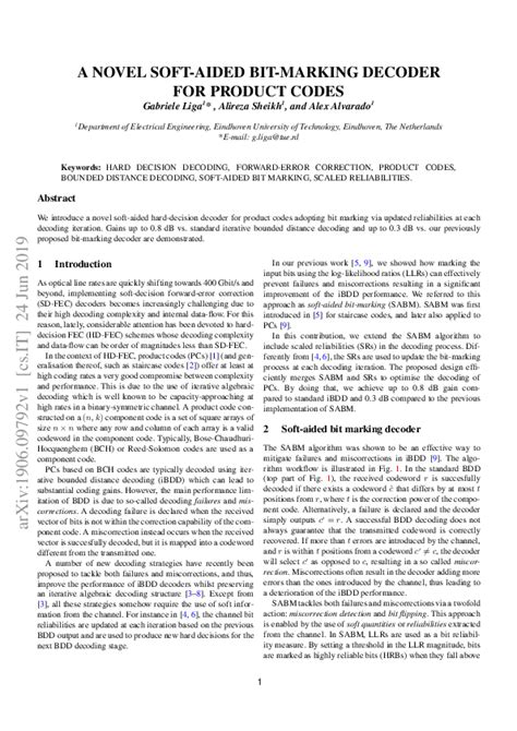 Pdf A Novel Soft Aided Bit Marking Decoder For Product Codes