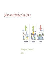Short Run Production Costs And Managerial Economics Course Hero
