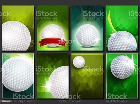 골프 포스터 세트 벡터입니다 빈 템플릿 디자인에 대 한입니다 프로 모션입니다 골프 공입니다 현대 경기 대회입니다 스포츠 이벤트