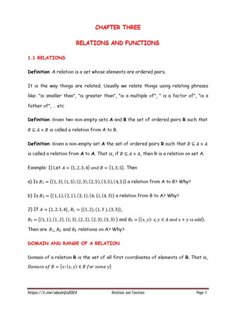 Chapter 3 Relation And Function Intro Pdf Function Mathematics