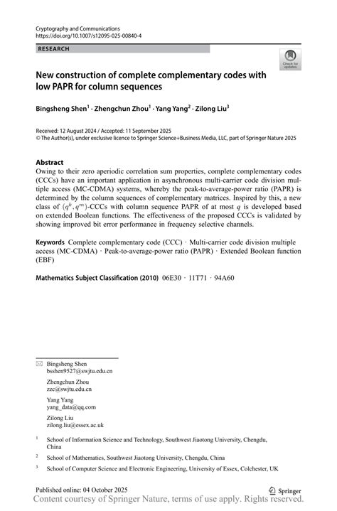 New Construction Of Complete Complementary Codes With Low Papr For