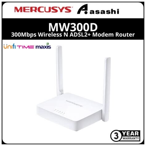 Mercusys MW300D 300Mbps Wireless N ADSL2+ Modem Router, MW300D | Asashi ...