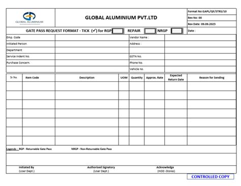 Gate Pass Format 2 Pdf