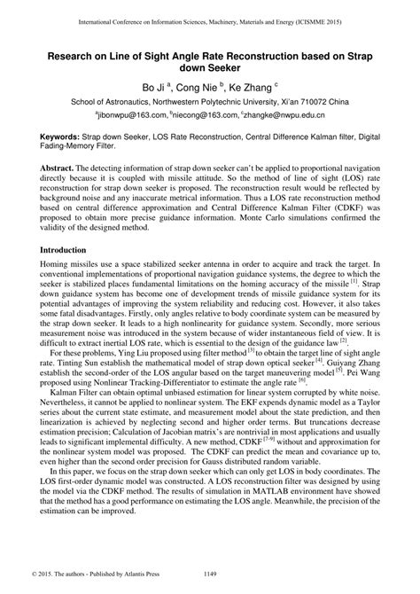 Pdf Research On Line Of Sight Angle Rate Reconstruction Based On