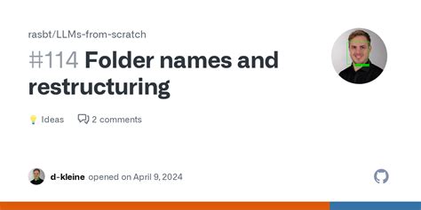folder names and restructuring · rasbt llms from scratch · discussion 114 · github
