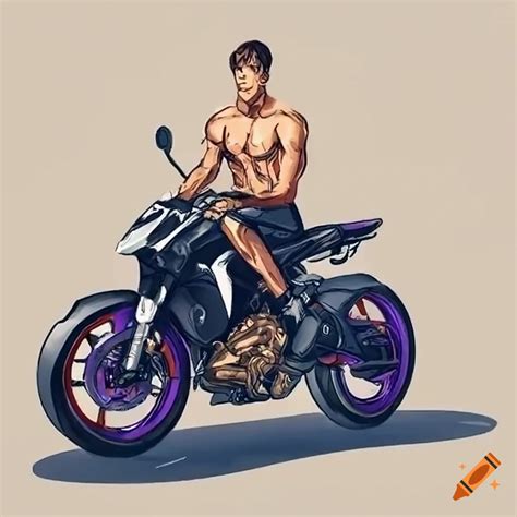Illustration Of A Male Cyclist Riding A Yamaha Mt On Craiyon