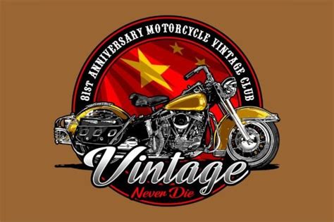 Classic Motorcycle With Chinese Flag Graphic By Jellybox999 · Creative