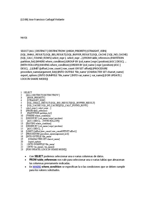 Select Sql Pdf Sql Modelo De Datos