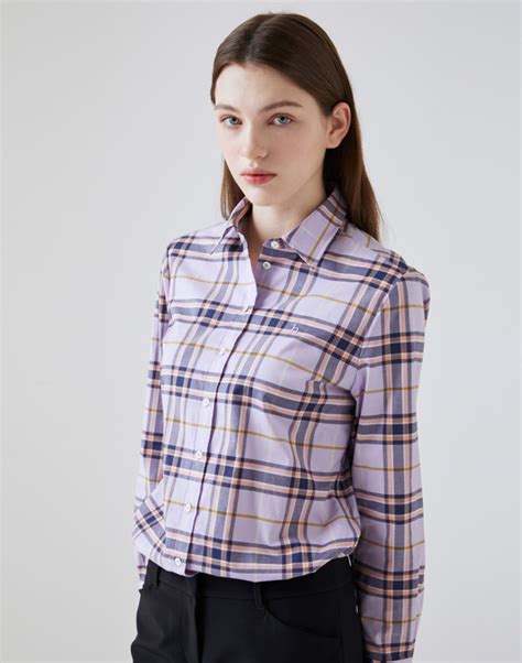 포스티 23ss 헤지스 여성 바이올렛 체크 면 긴팔셔츠hssh3bc12v1 포스티 23ss 헤지스 여성 바이올렛 체크 면 긴팔셔츠hssh3bc12v1