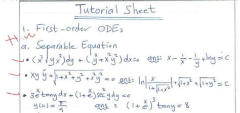 Solved Thi A Tutorial Sheet 1 First Order ODES Separable Chegg Com
