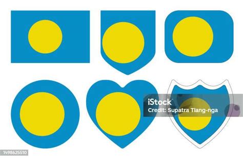 팔라우 국기 모양 세트입니다 모양 세트에 팔라우의 국기입니다 0명에 대한 스톡 벡터 아트 및 기타 이미지 0명 3차원 형태 개념 Istock