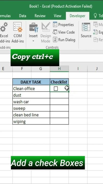 How To Add Check Boxes In Excel Youtube