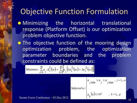 Suc Brasil 2012 Optimization Of A Floating Platforms Mooring System